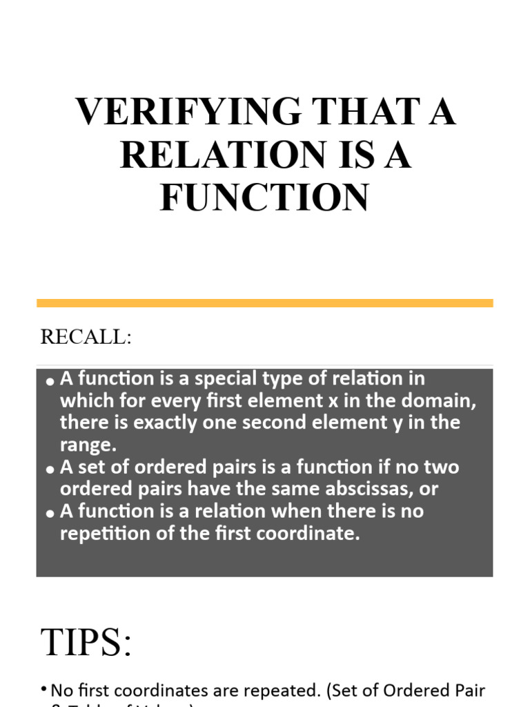 Verifying That A Relation Is A Function | PDF | Function (Mathematics) | Mathematical Objects