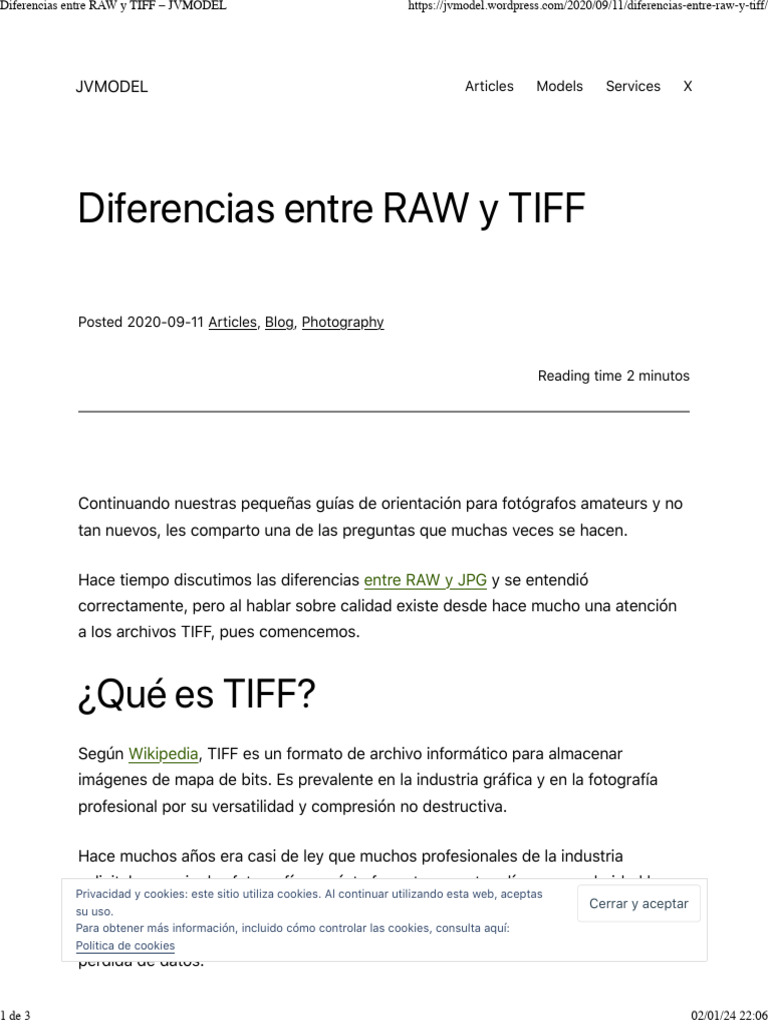Diferencias entre RAW y TIFF | PDF | Formato de imagen sin procesar ...
