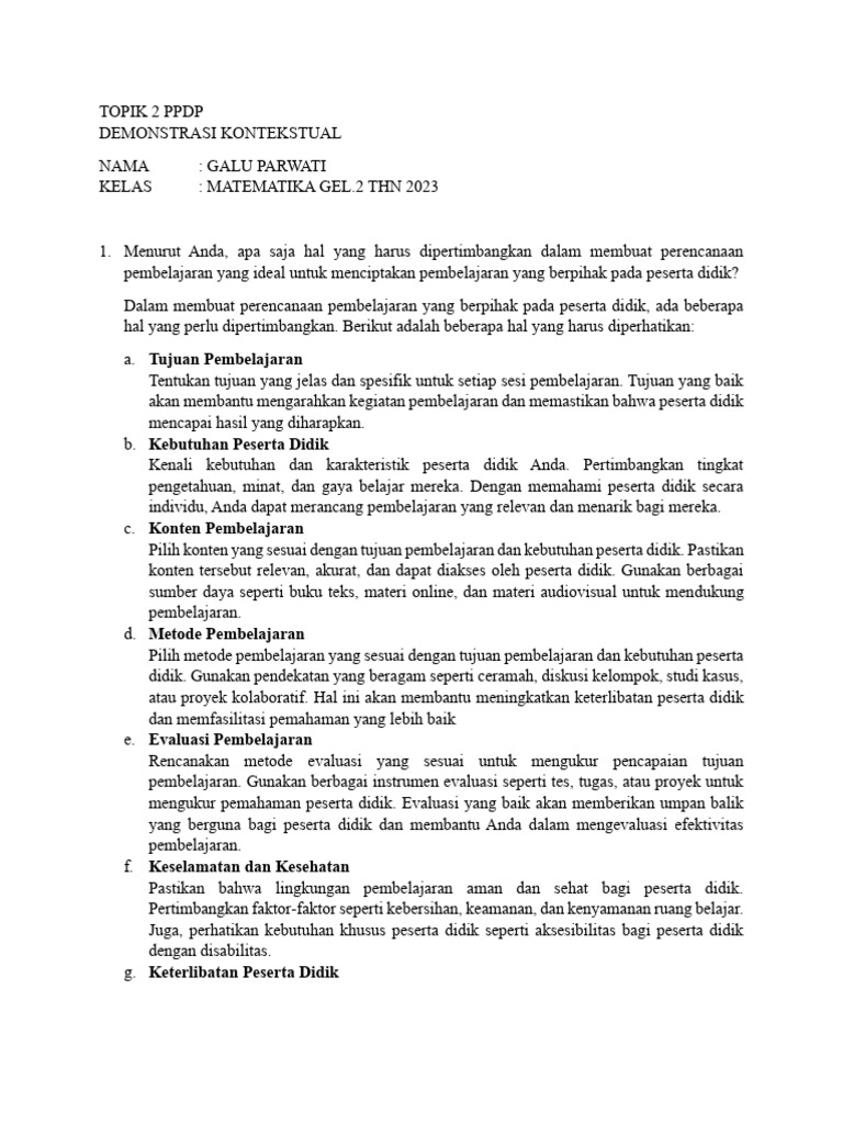 Topik 2 PPDP Demontrasi Kontekstual | PDF