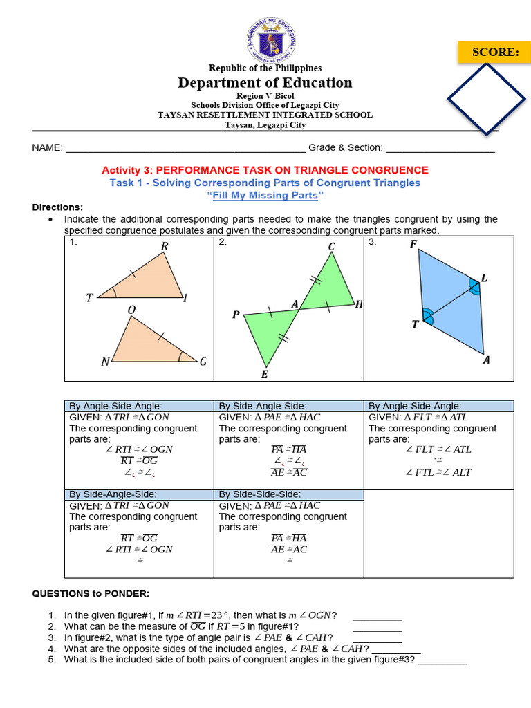 Mathematics 8 Quarter Iii - Activity 5 | PDF | Classical Geometry | Elementary Geometry