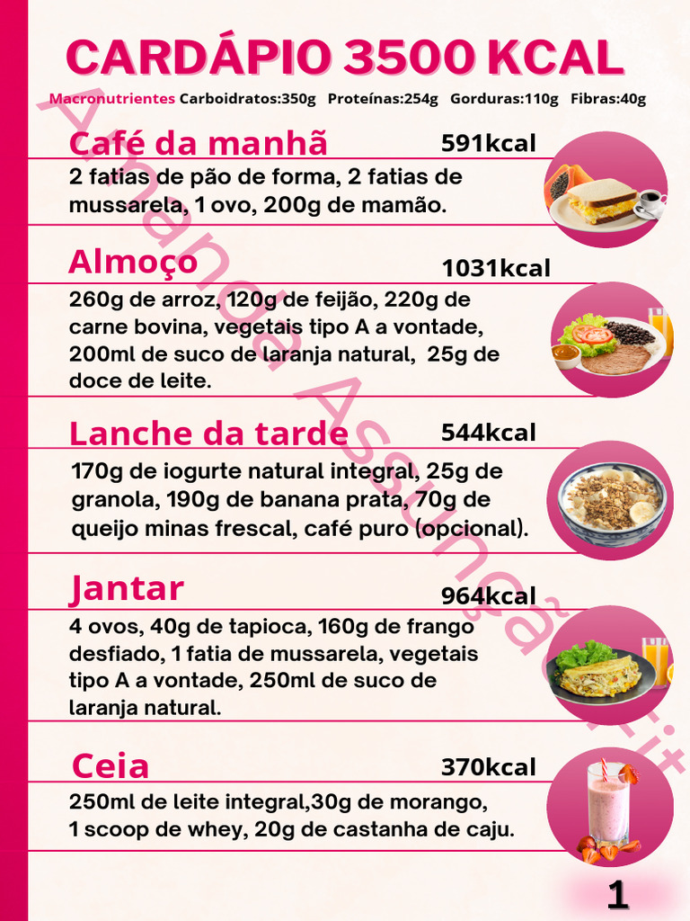 3500 Kcal | PDF | Culináriar | Alimentos
