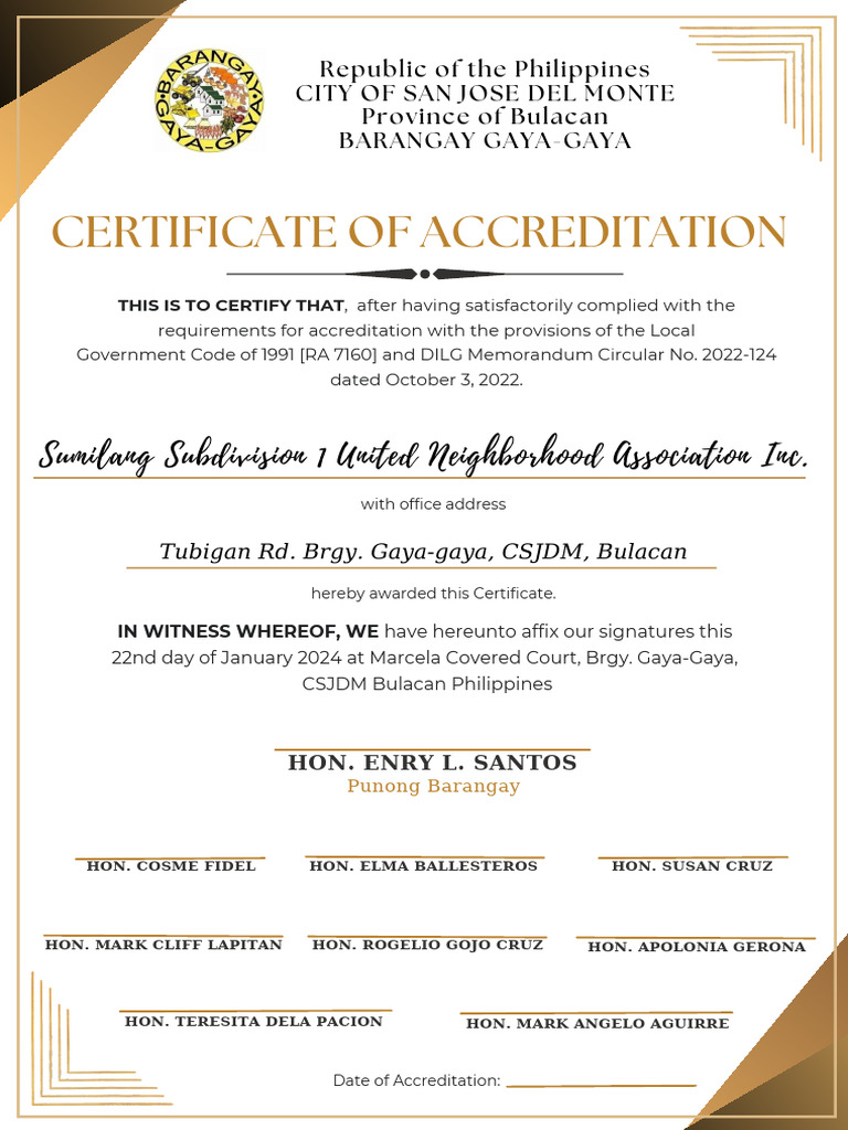 Barangay Gaya-Gaya Accreditation | PDF | Governance | Government