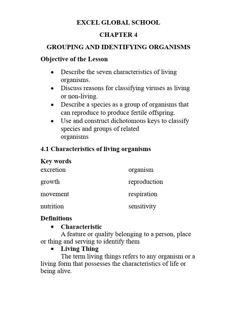Chapter 4 - Grouping and Identifying Organisms Notes | PDF | Virus ... Chapter 4 - Grouping and Identifying Organisms Notes | PDF | Virus ...