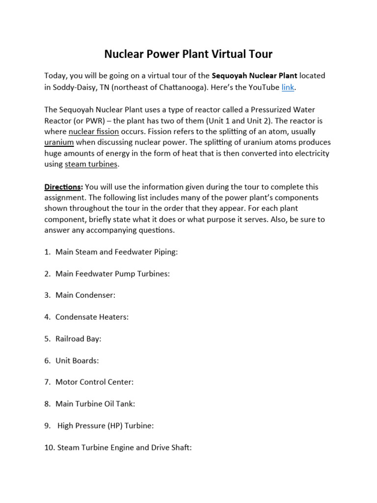 Sequoyah Nuclear Plant Virtual Tour Guide | PDF | Nuclear Power Plant ...