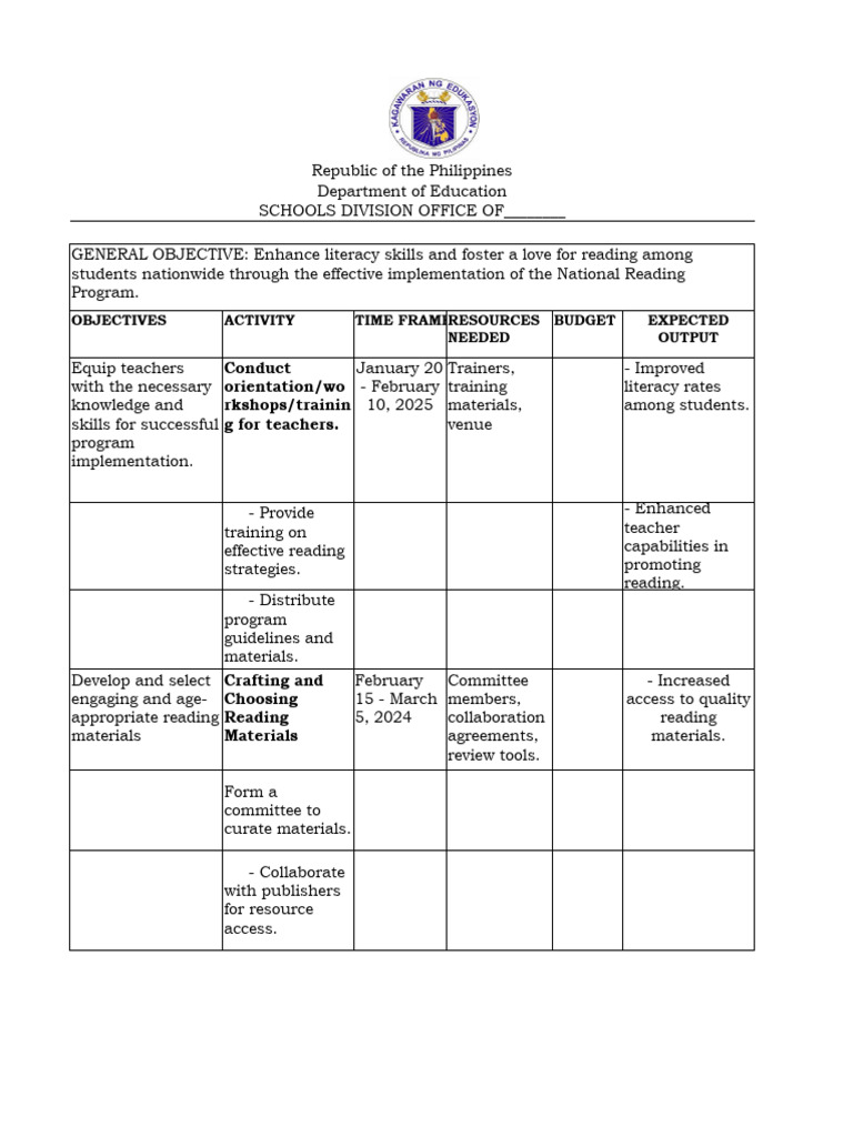 Action Plan On Catch Up Friday | PDF | Teachers | Literacy