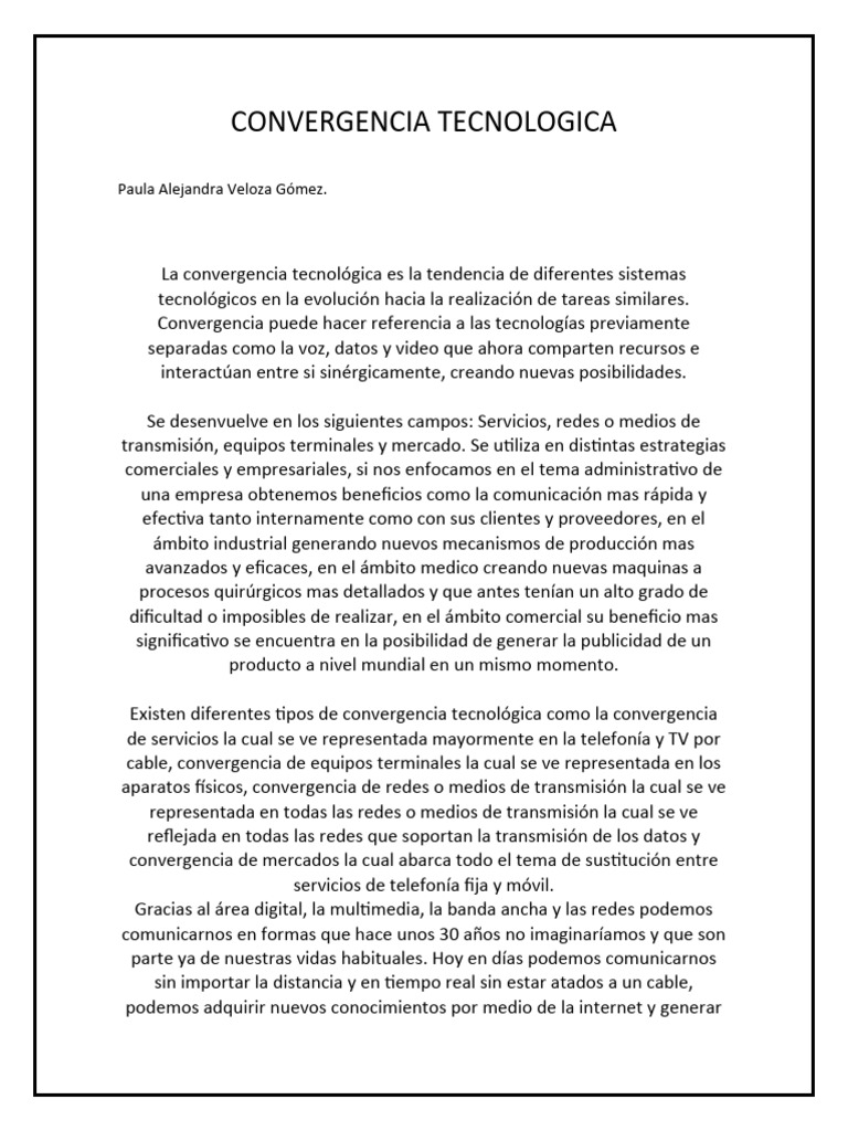 Ensayo CONVERGENCIA TECNOLOGICA | PDF | Convergencia Tecnologica ...
