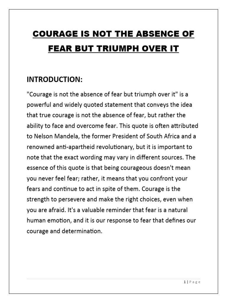 Triumph Over Fear: Understanding Courage | PDF | Fear | Courage