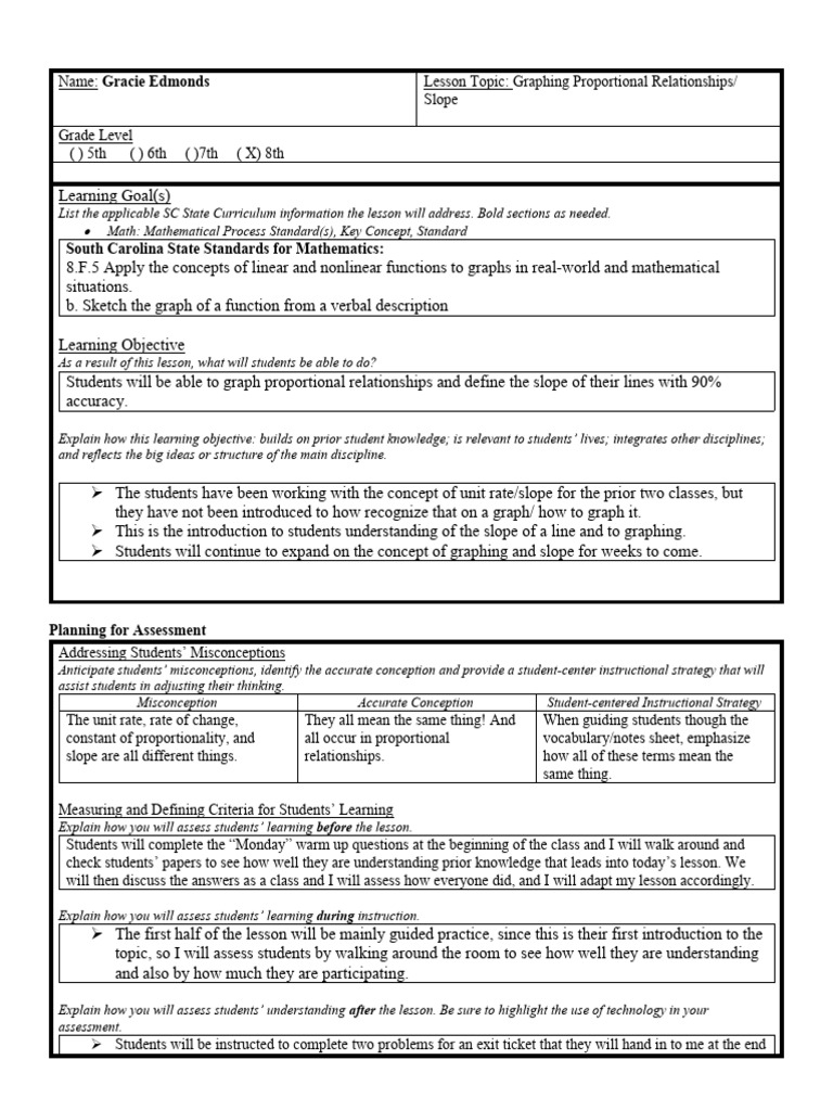 8th Grade Graphing Slope Lesson Plan | PDF | Learning | Mathematics
