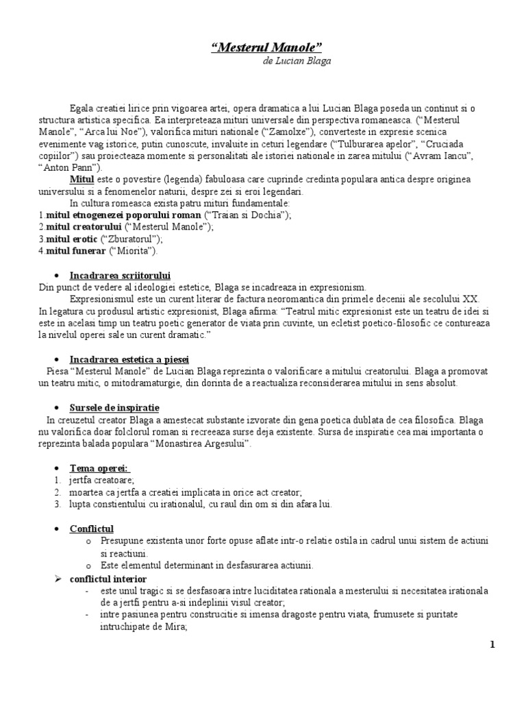 Mesterul Manole | PDF