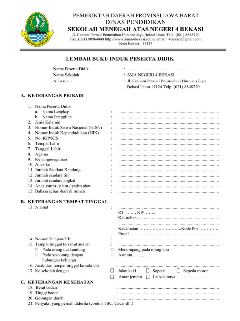 Buku Induk Siswa 1 5 | PDF