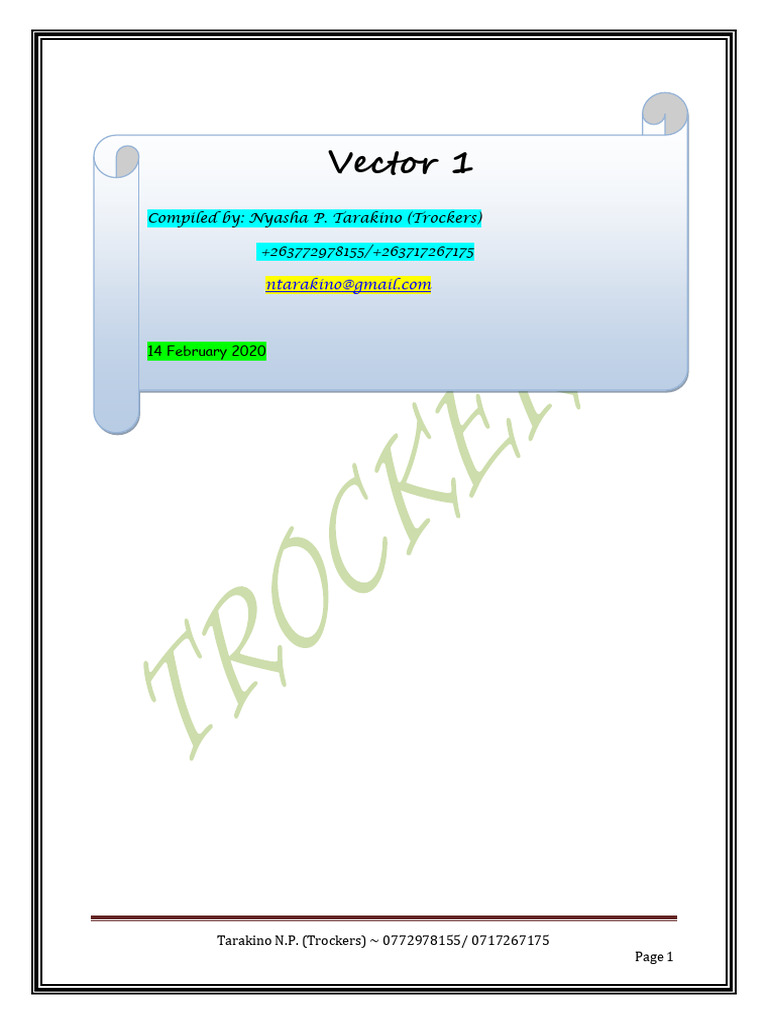 Vector 1 - by Trockers | PDF | Euclidean Vector | Physics