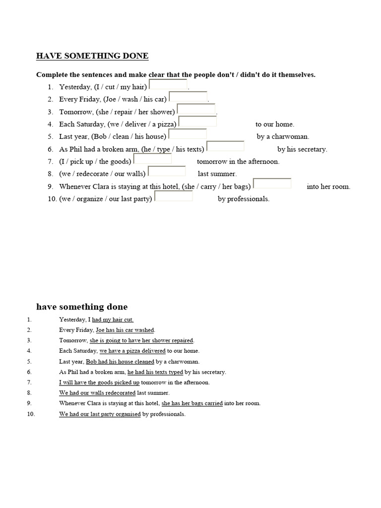 HAVE SOMETHING DONE Practice With KEY | PDF