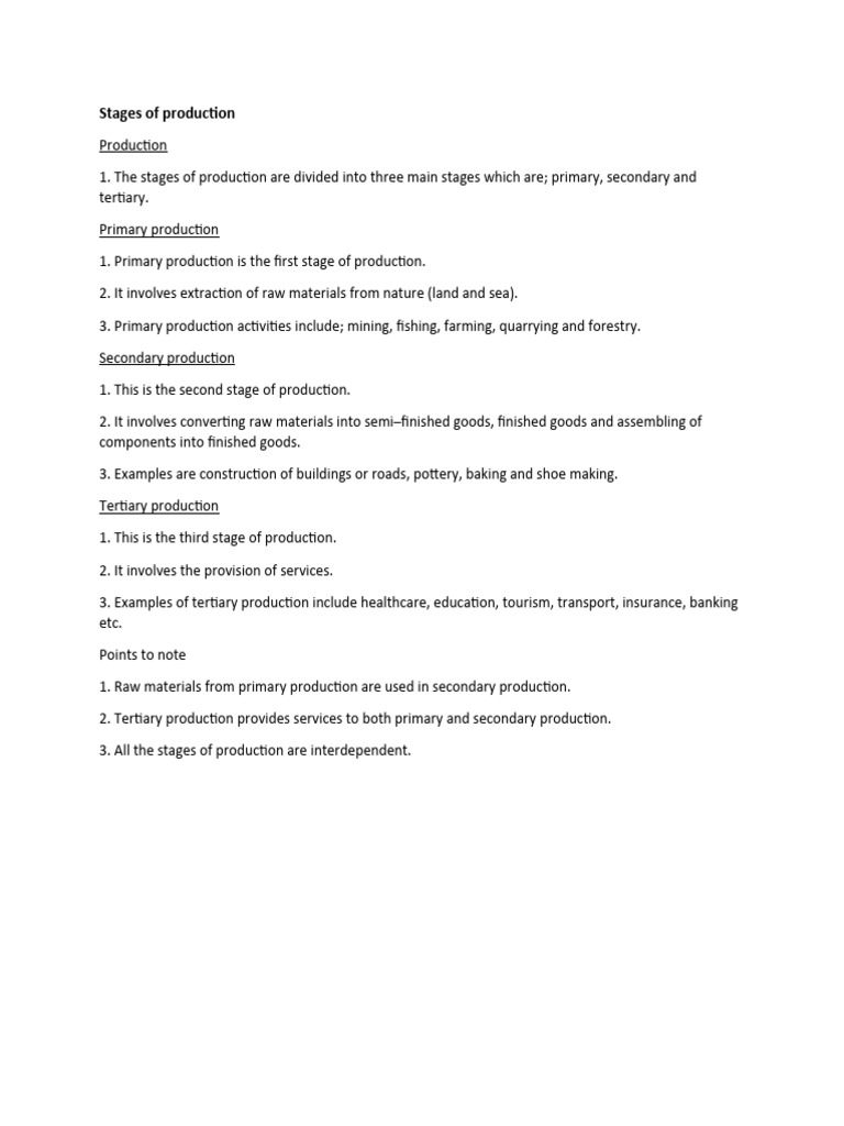 Stages of Production | PDF