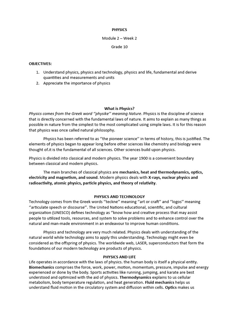 Physics M2 | PDF | Physics | Science