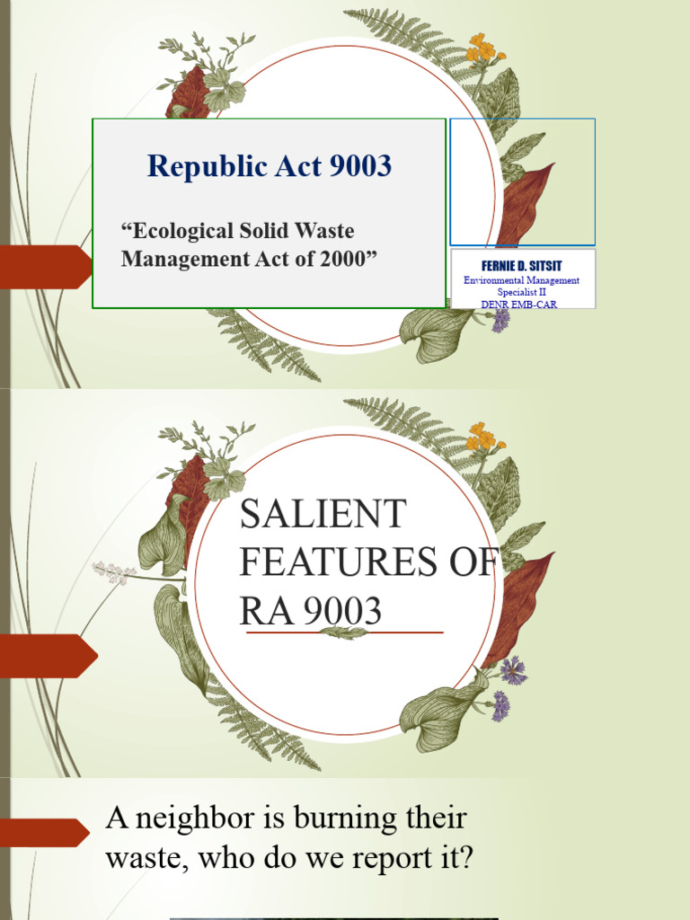 Ecological Solid Waste Management Act of 2000.PNP | PDF | Waste ...