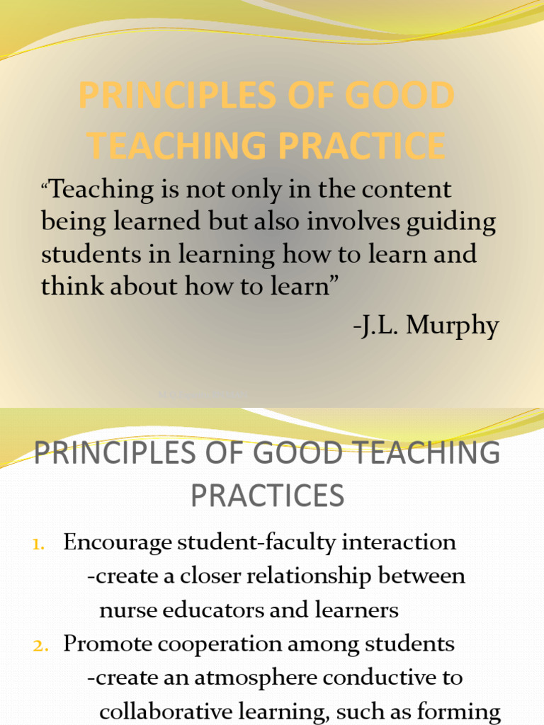 Principles of Good Teaching Practice | PDF | Learning | Classroom ...