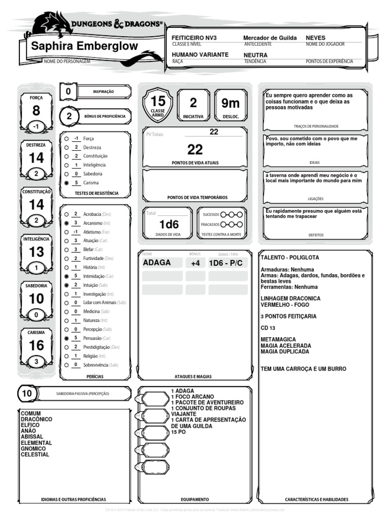 Saphira Emberglow: Feiticeiro NV3 | PDF