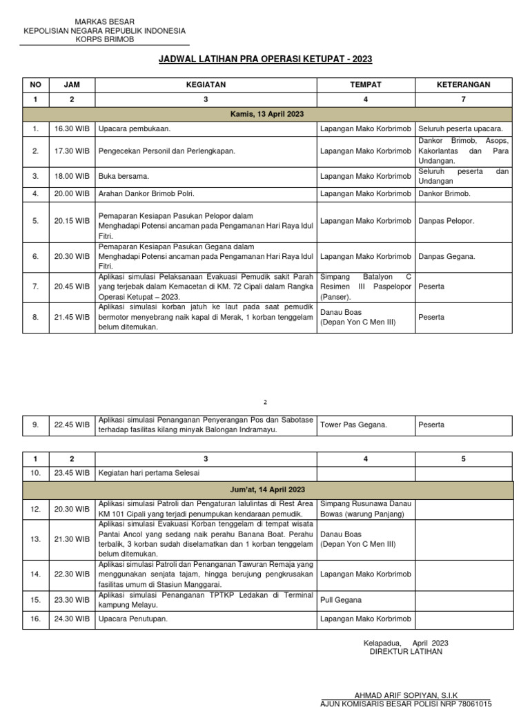 SUSUNAN ACARA LAT PRA OPS KETUPAT 2023 (Ok) . | PDF SUSUNAN ACARA LAT PRA OPS KETUPAT 2023 (Ok) . | PDF