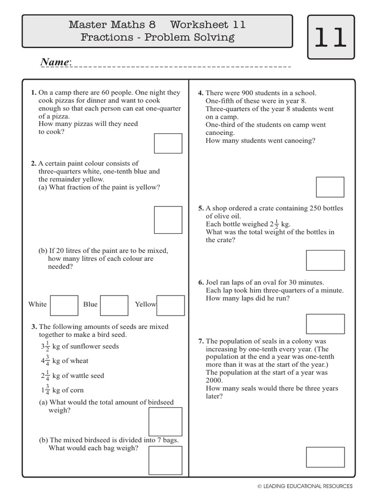 Fractions - Problem Solving | PDF
