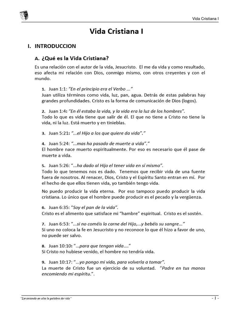 Vida Cristiana 1 | PDF | Cristo (título) | Pecado