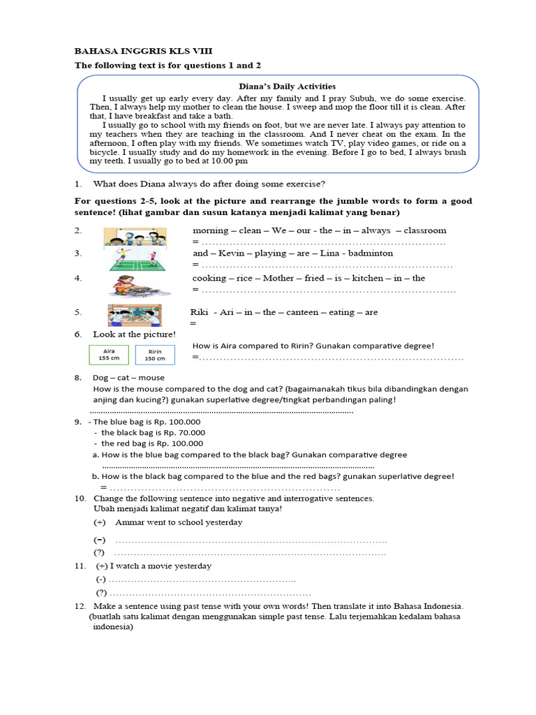 Soal Pas Genap Bing KLS Viii | PDF | Linguistics