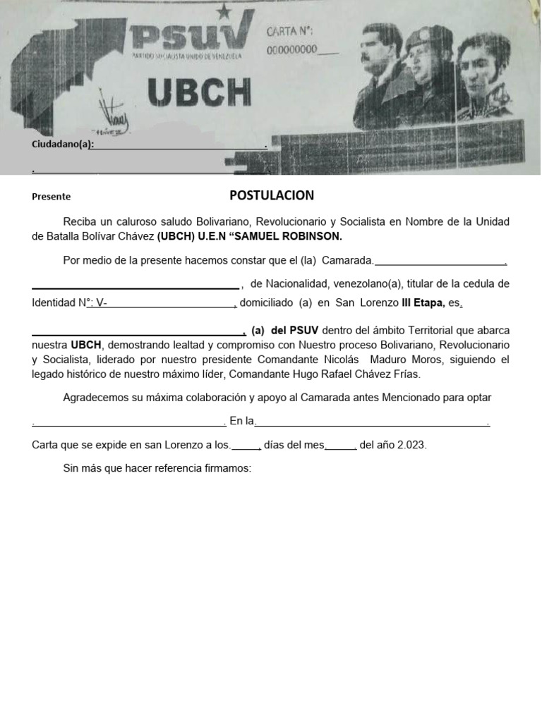 Carta de Postulacion | PDF