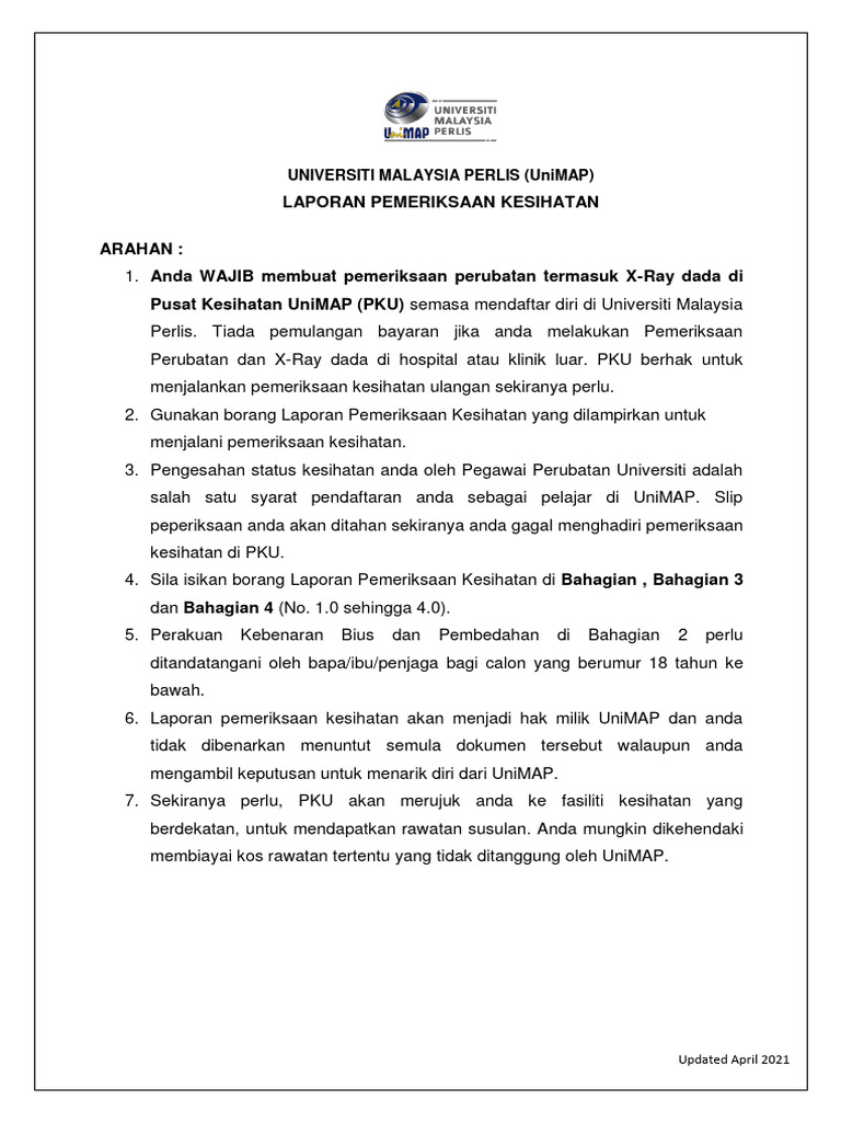 Lampiran D Laporan Pemeriksaan Kesihatan 202 | PDF