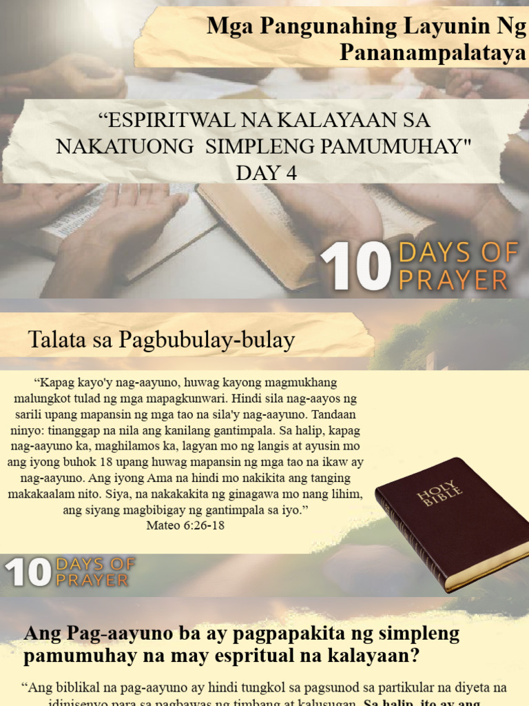 Day 4 Espiritwal Na Kalayaan Sa Nakatuong Simpleng Pamumuhay | PDF