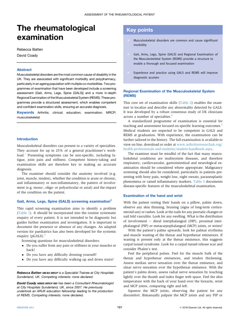 Rheumatological Examination Guide | PDF | Anatomical Terms Of Motion | Knee
