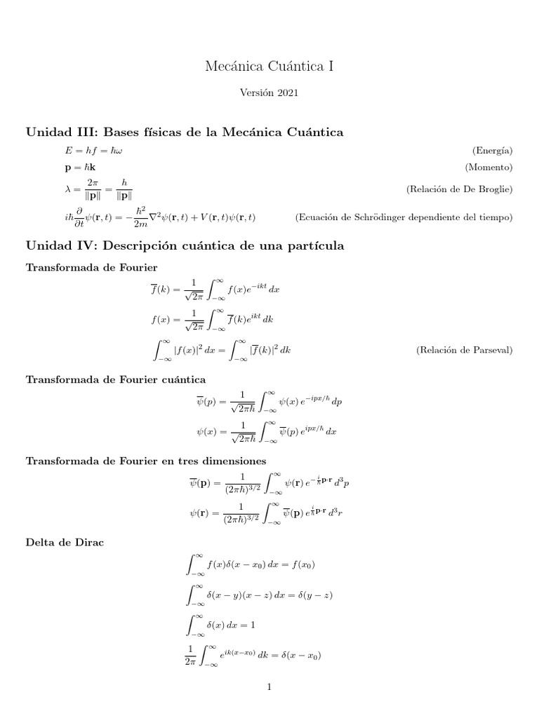 Formulario Cuántica | PDF | Física | Física teórica