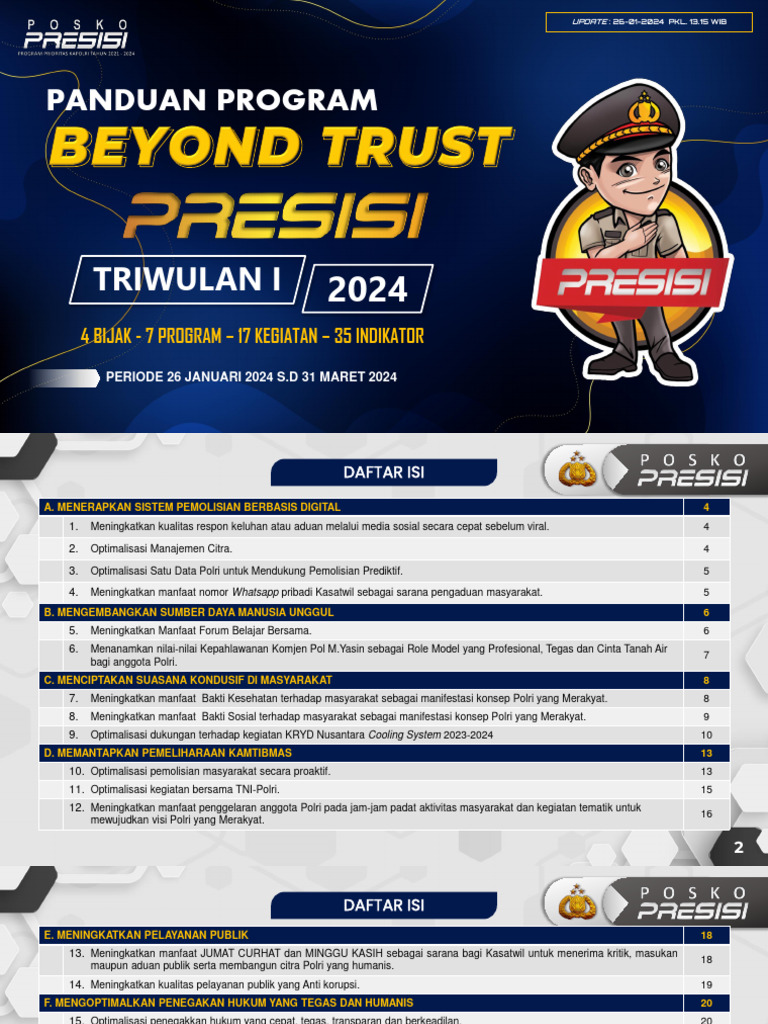SHARE JAJARAN F3 Program Panduan Beyond Trust Presisi TW I Tahun 2024 | PDF