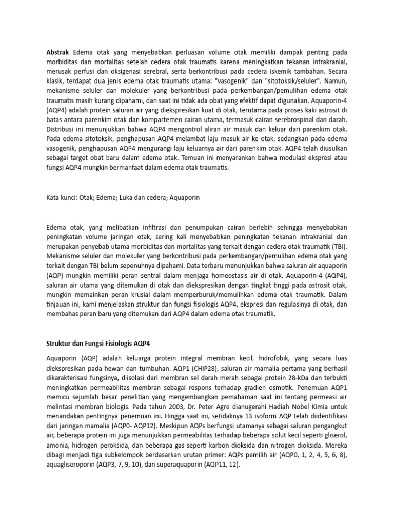 Aquaporin-4 Dan Edema Otak Traumatik | PDF