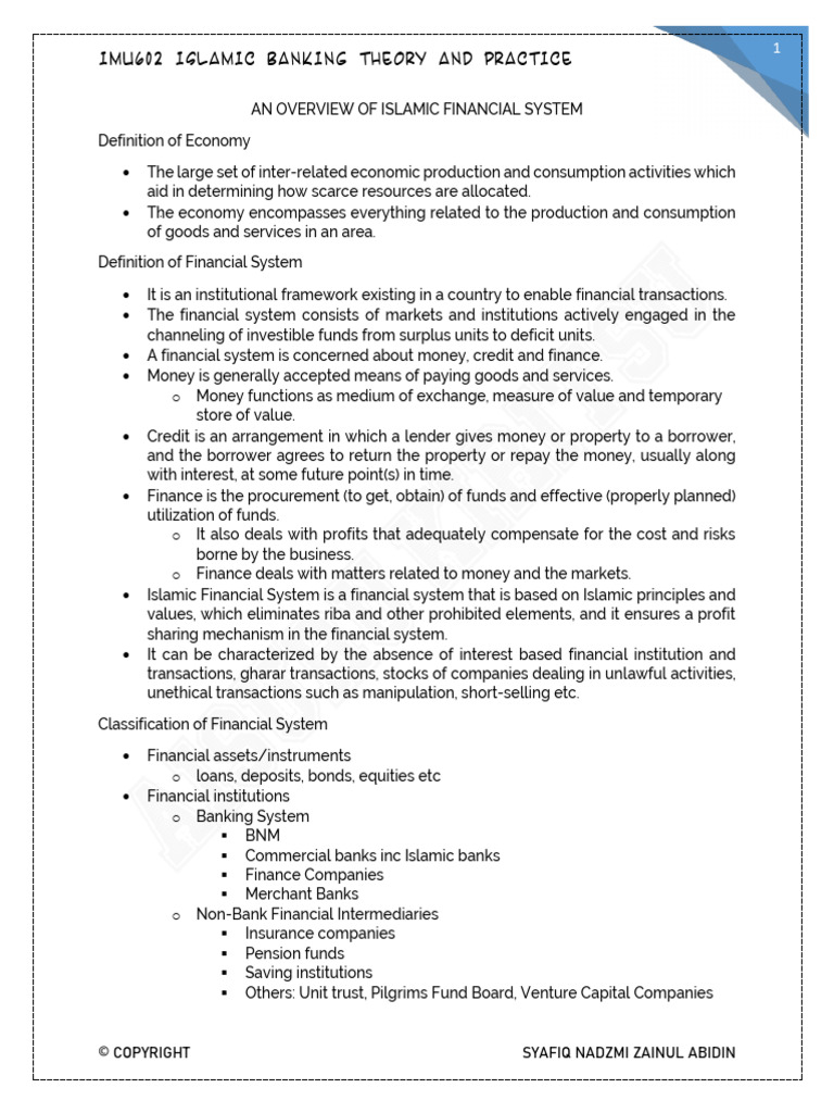 Imu602 Islamic Banking Theory and Practice | PDF | Islamic Banking And ...