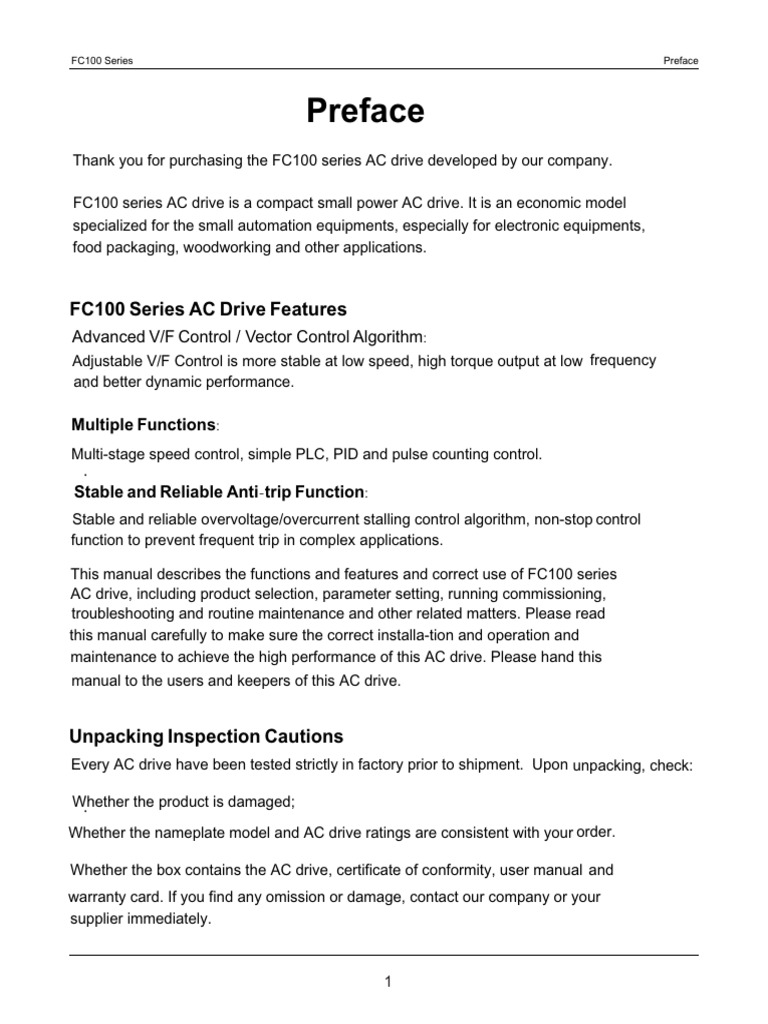 FC100 Series AC Drive User Manual | PDF | Alternating Current ...