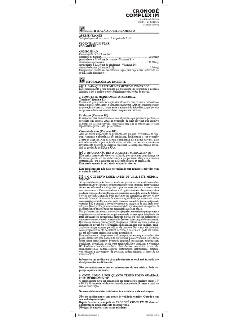 Cronobe Complex Solucao Injetavel Biolab | PDF