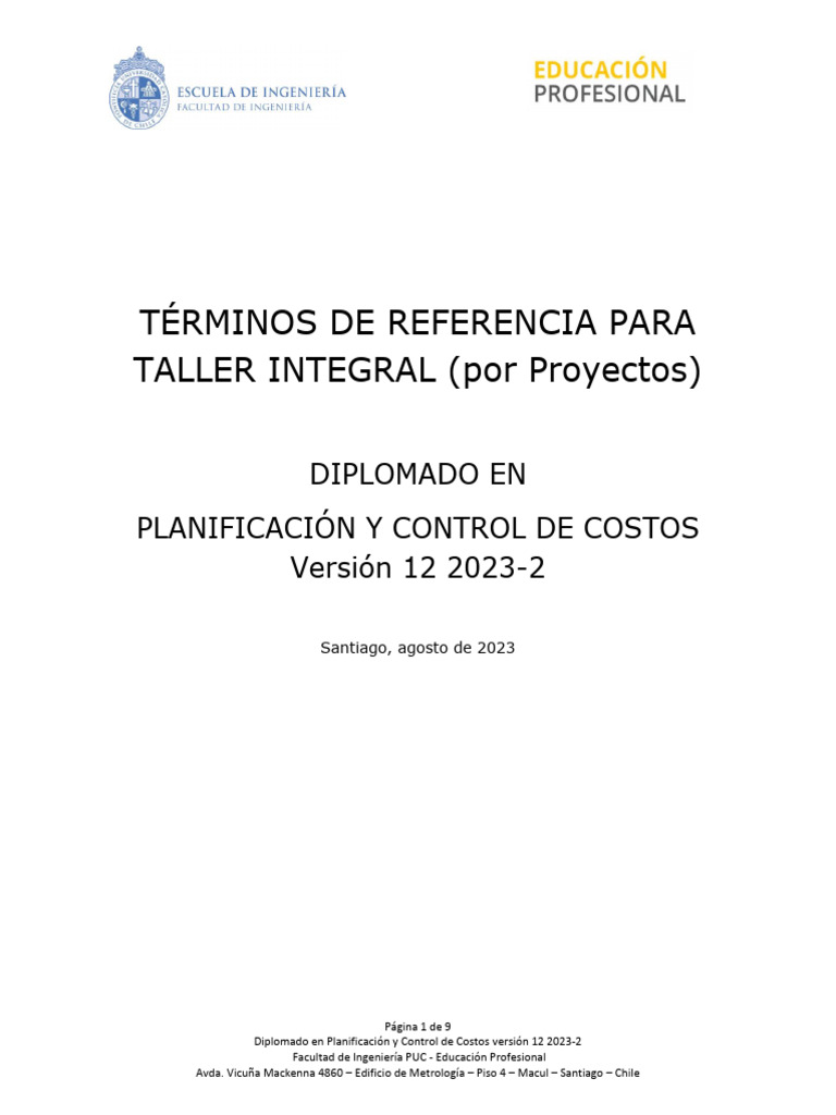 TTRR Taller Integral DPCC 12 2023-2 (Para Proyectos) VF | PDF ...