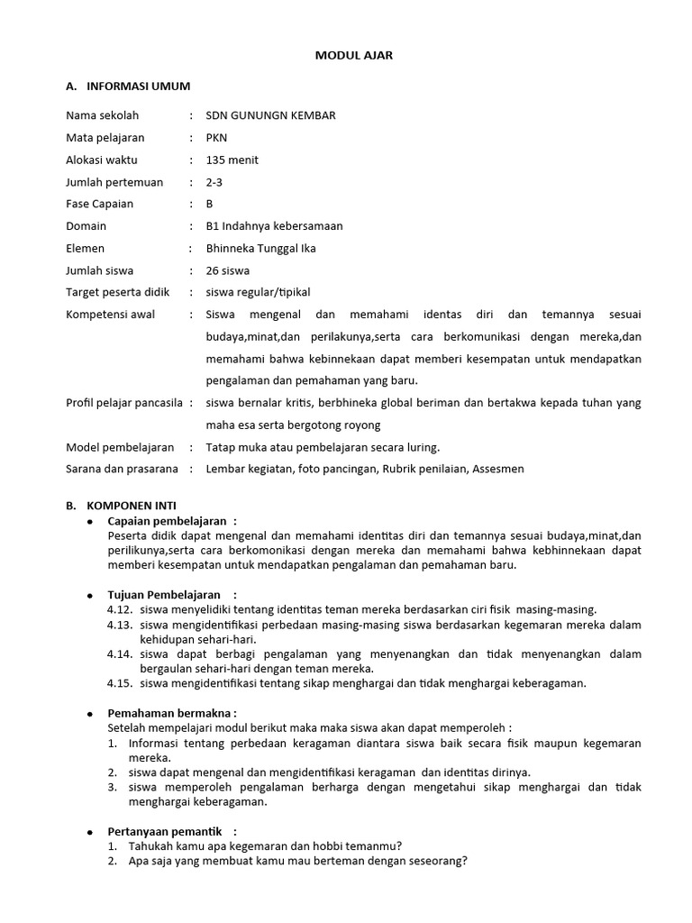 Modul Ajar PKN | PDF