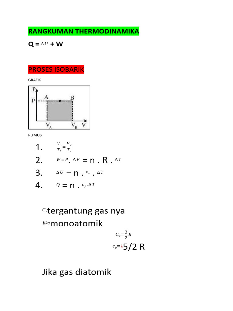 Rangkuman Proses Termodinamika dan Rumus | PDF
