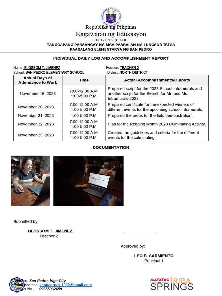 Accomplishment Report Month of October | PDF