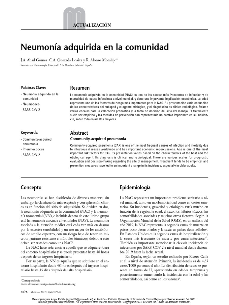 Neumonia Adquirida en La Comunidad | PDF | Neumonía | Estadísticas medicas