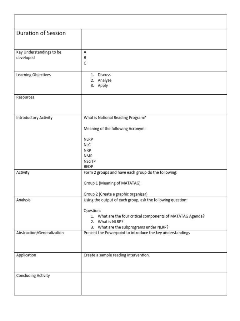 Session Guide (National Reading Program) | PDF