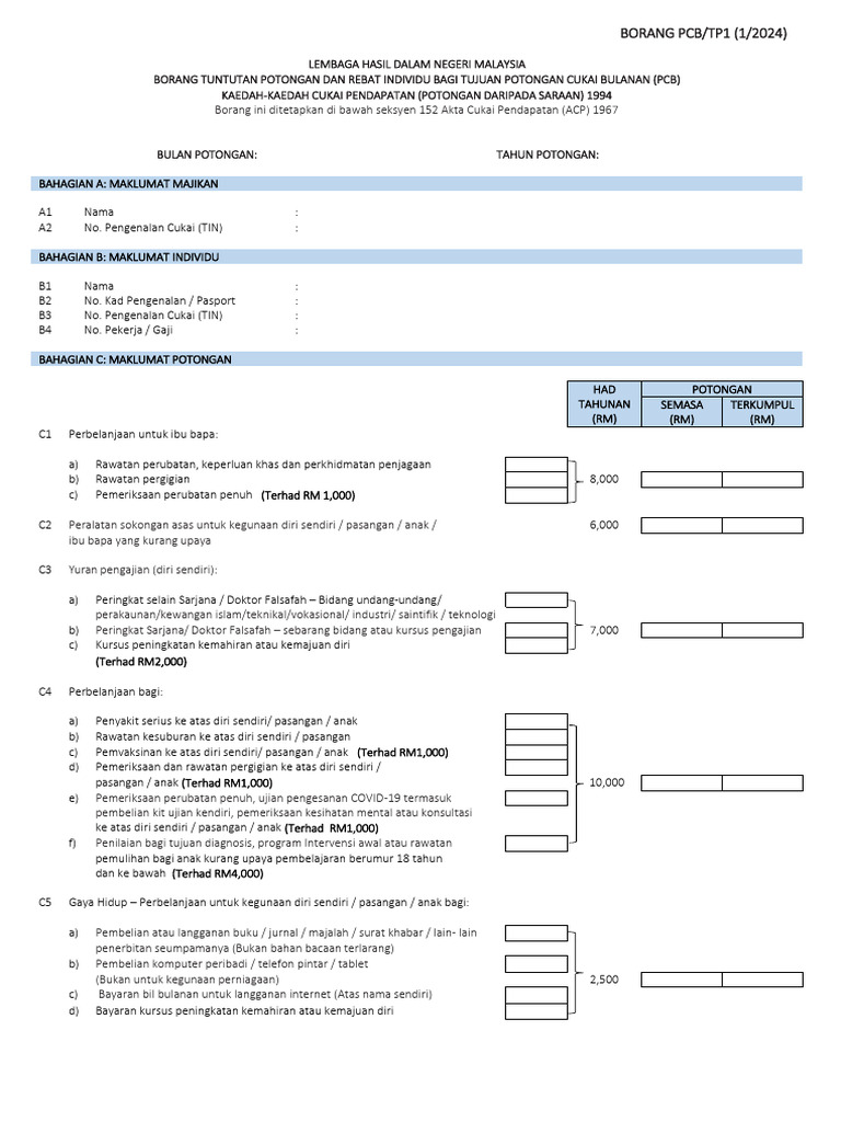 borang-tp1-2024 | PDF