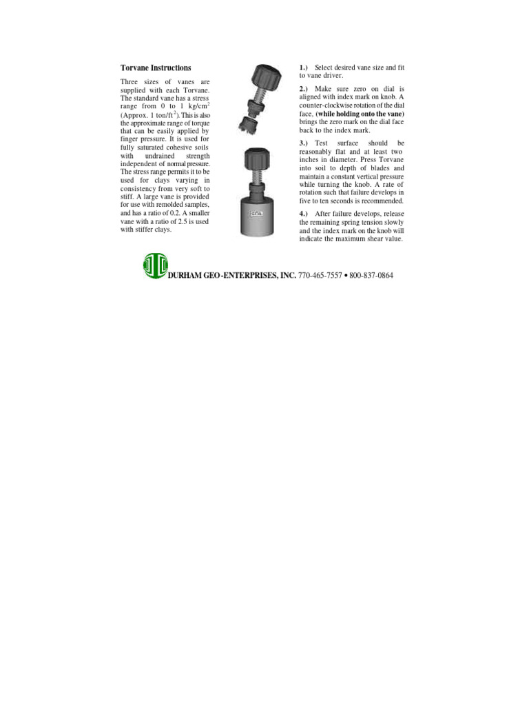 Torvane Use for Soil Testing | PDF | Science & Mathematics | Technology ...