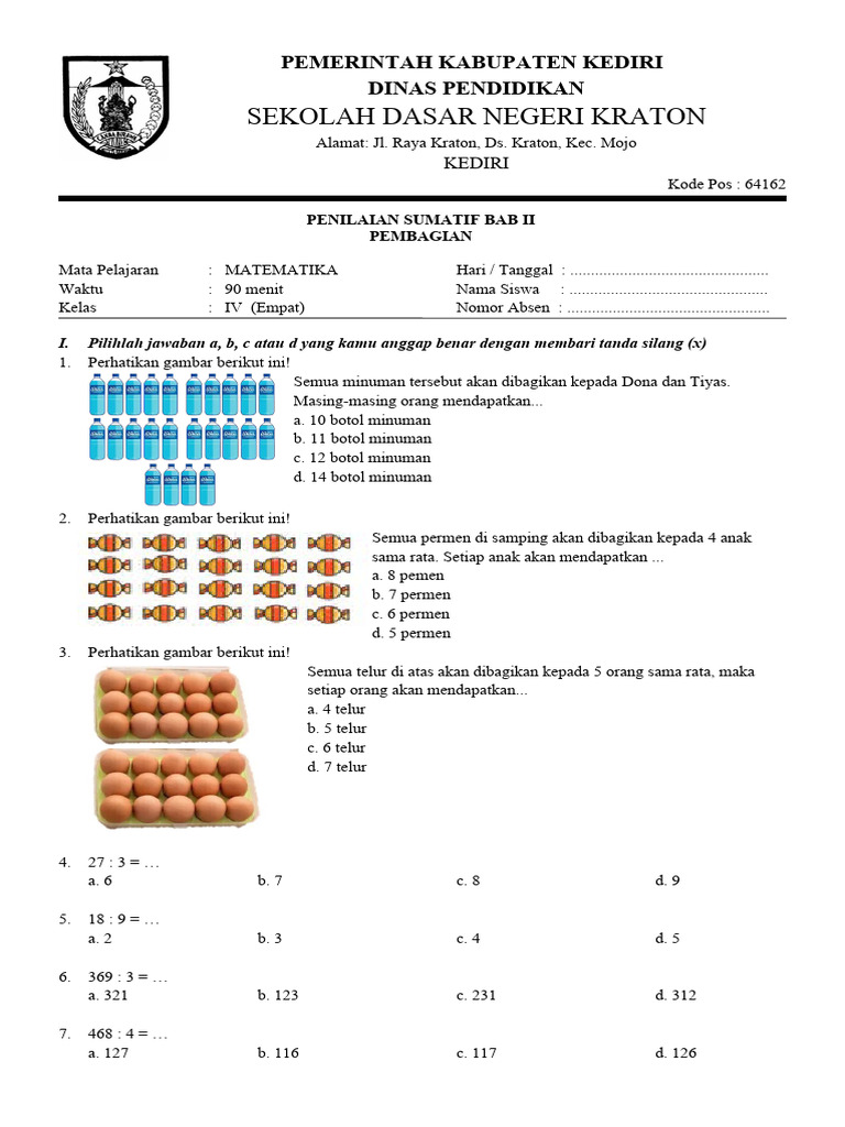 Soal Sumatif Matematika Pembagian | PDF