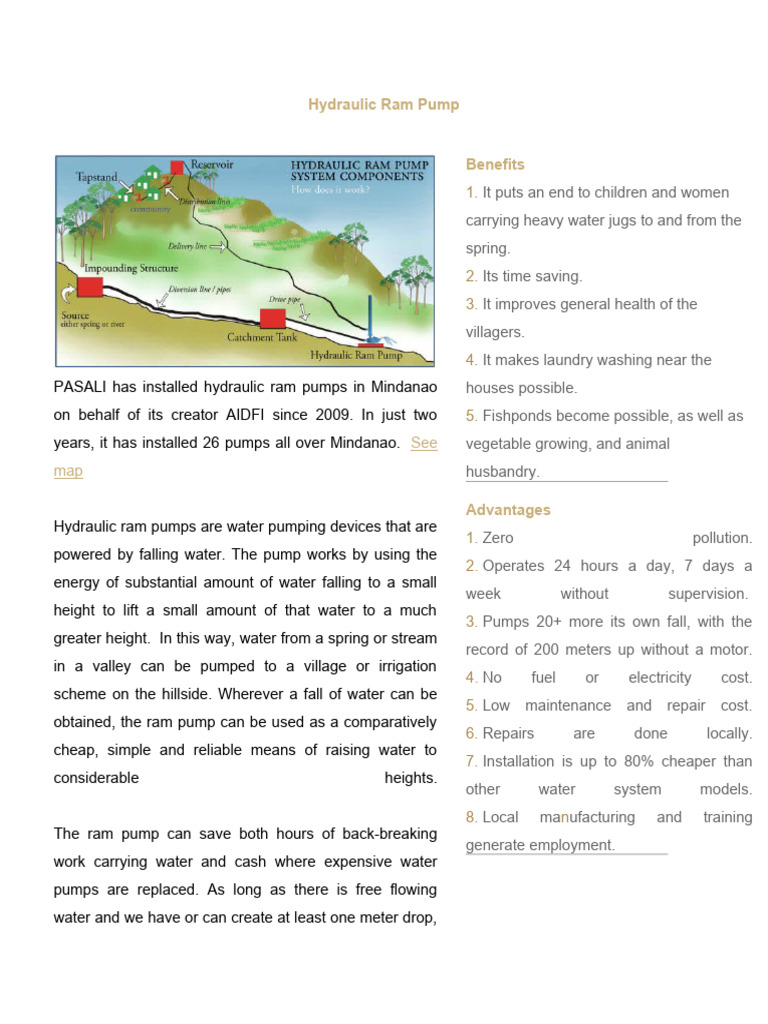 Hydraulic Ram Pump | Download Free PDF | Pump | Water