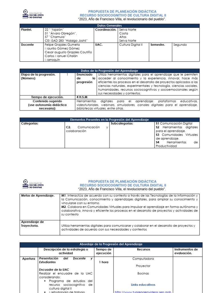 Progresión - 1 - CULTURA DIGITAL II | PDF | Evaluación | Enseñando