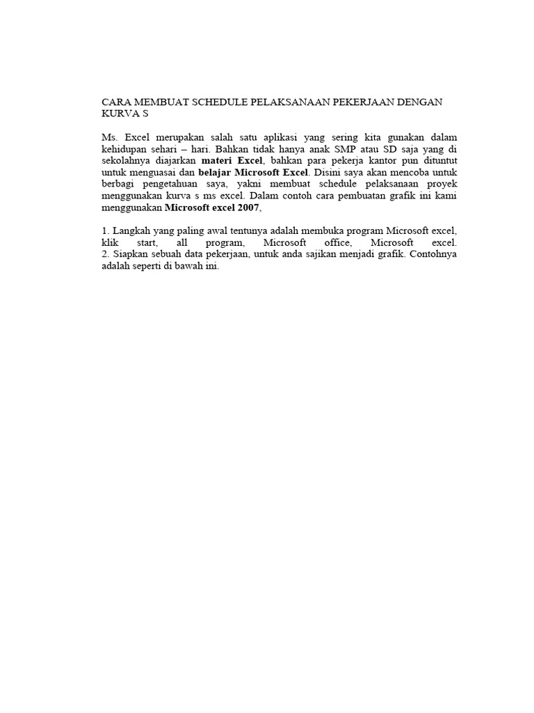 Cara Membuat Schedule Pelaksanaan Pekerjaan Dengan Kurva S | PDF ...