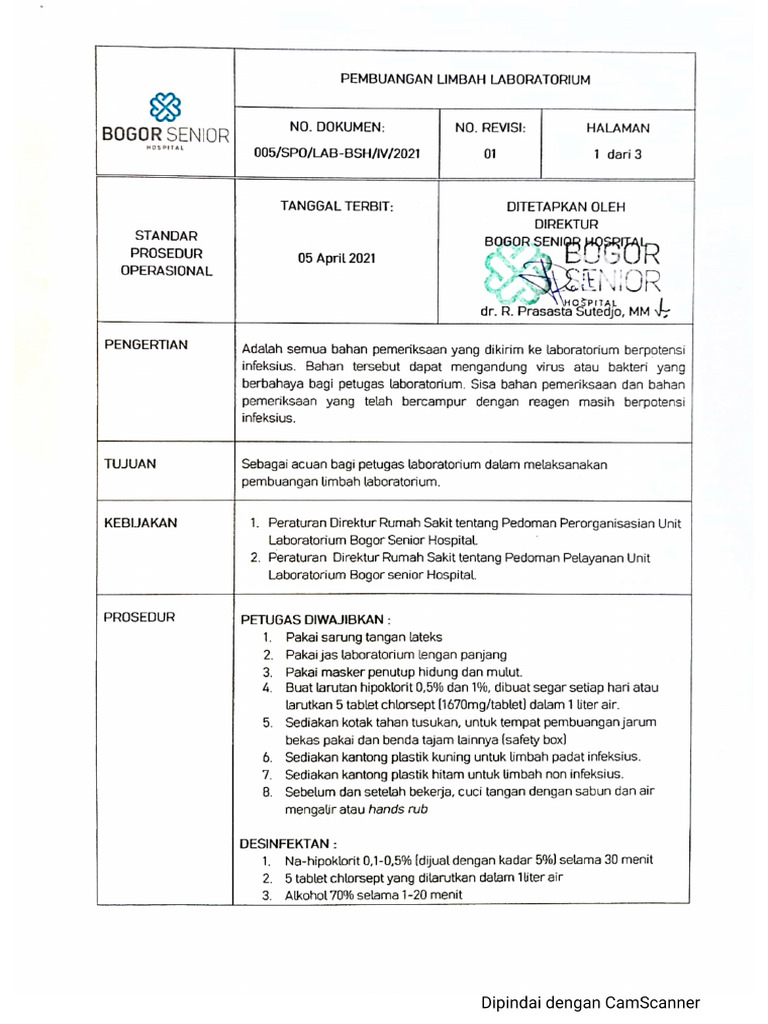 Spo 05 Pembuangan Limbah Laboratorium | PDF