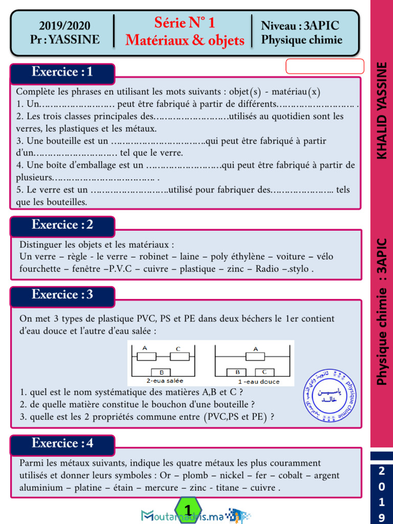 Exercices Pc 3college International 1 5 | PDF