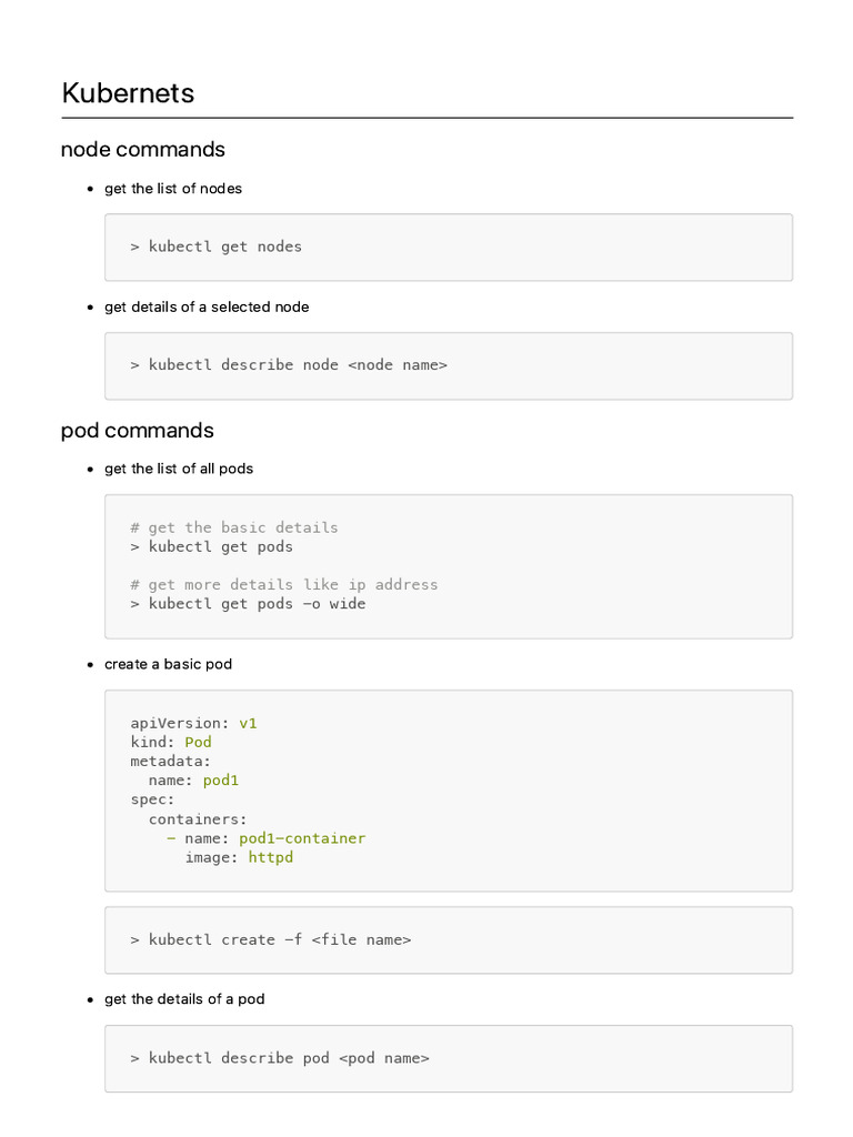 Kubernete Commands | PDF